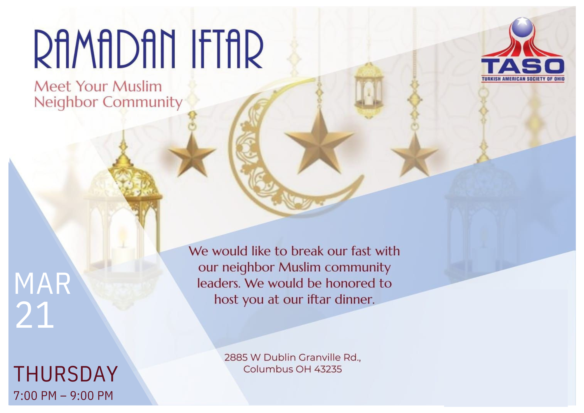 Meet Your Muslim Neighbor Community Iftar Dinner 2024 - TASO